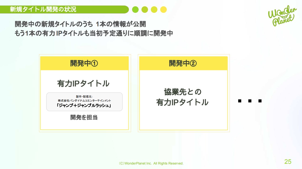 ワンダープラネットの決算説明資料より…開発中の有力IPタイトル2本のうちの1本『ジャンプ＋ジャンブルラッシュ』が発表に 開発本数増にも注力へ | gamebiz